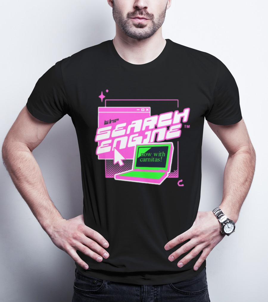 The Search Engine Now With Carnitas Neon Retro Computer Graphics T-Shirt