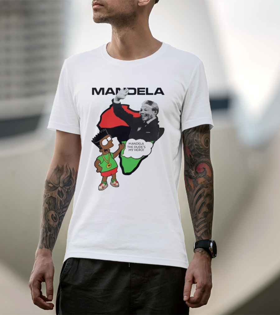 Mandela The Dude's My Hero Africa Cartoon Character T-Shirt