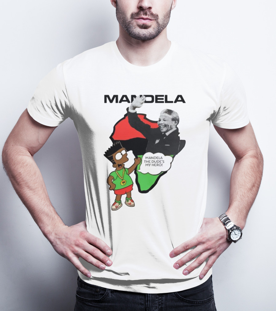 Mandela The Dude's My Hero Africa Cartoon Character T-Shirt