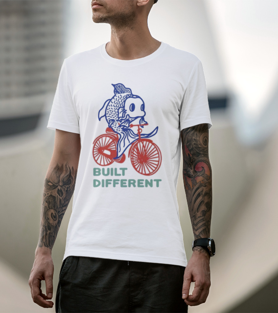 Built Different Koi Bold Red Bicycle Blue Fish T-Shirt