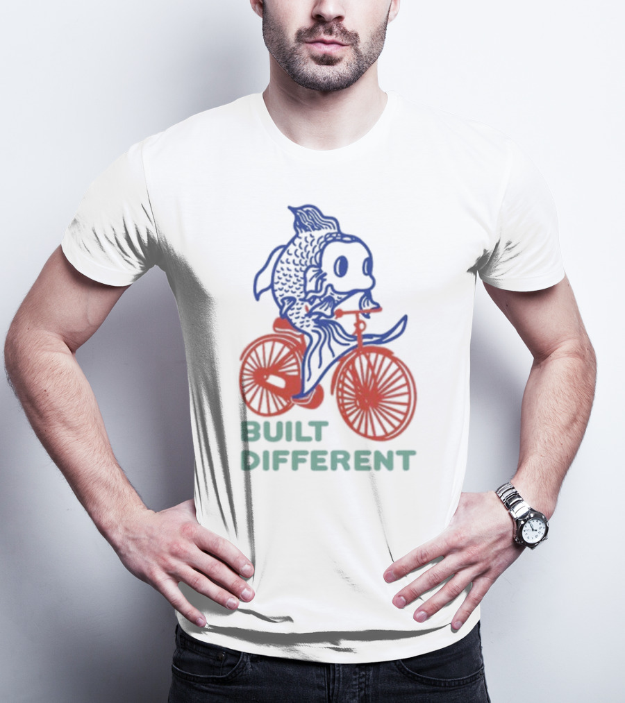 Built Different Koi Bold Red Bicycle Blue Fish T-Shirt