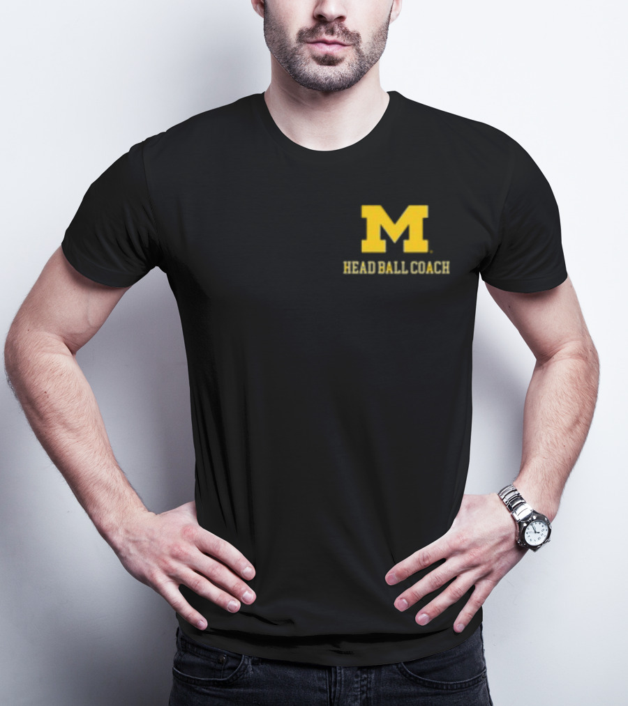 Michigan Football M Head Ball Coach Harbaugh 4 Head Ball Coach T-Shirt