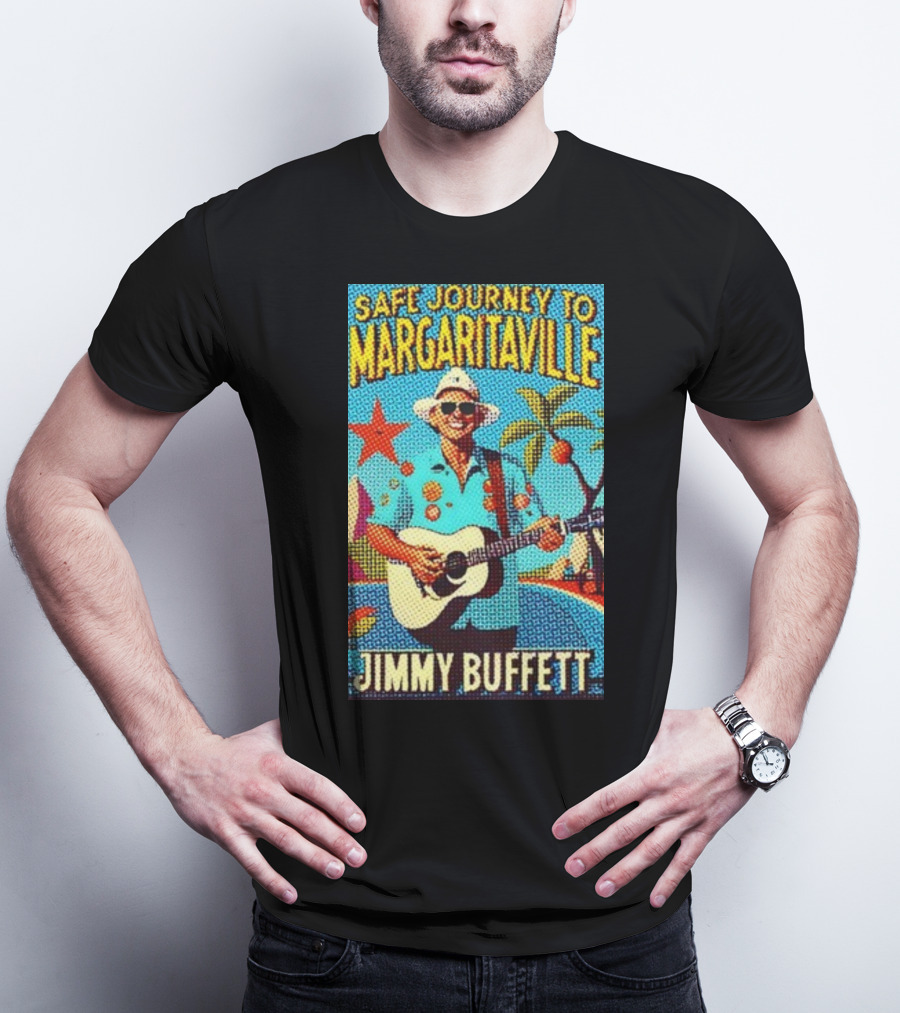 Safe Journey To Margaritaville Jimmy Buffett Tropical Guitar Fun T-Shirt