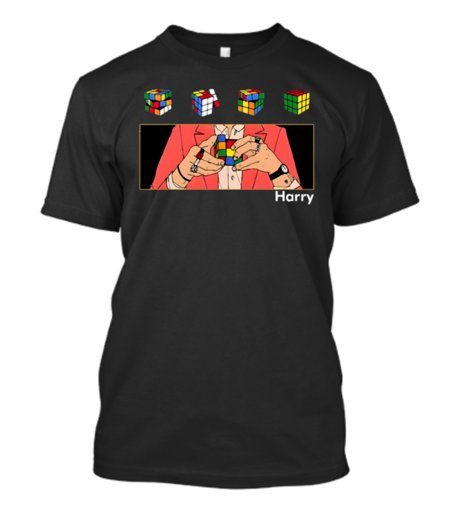 Harry Rubik's Cube Puzzle Hands Colorful Sequence T-Shirt