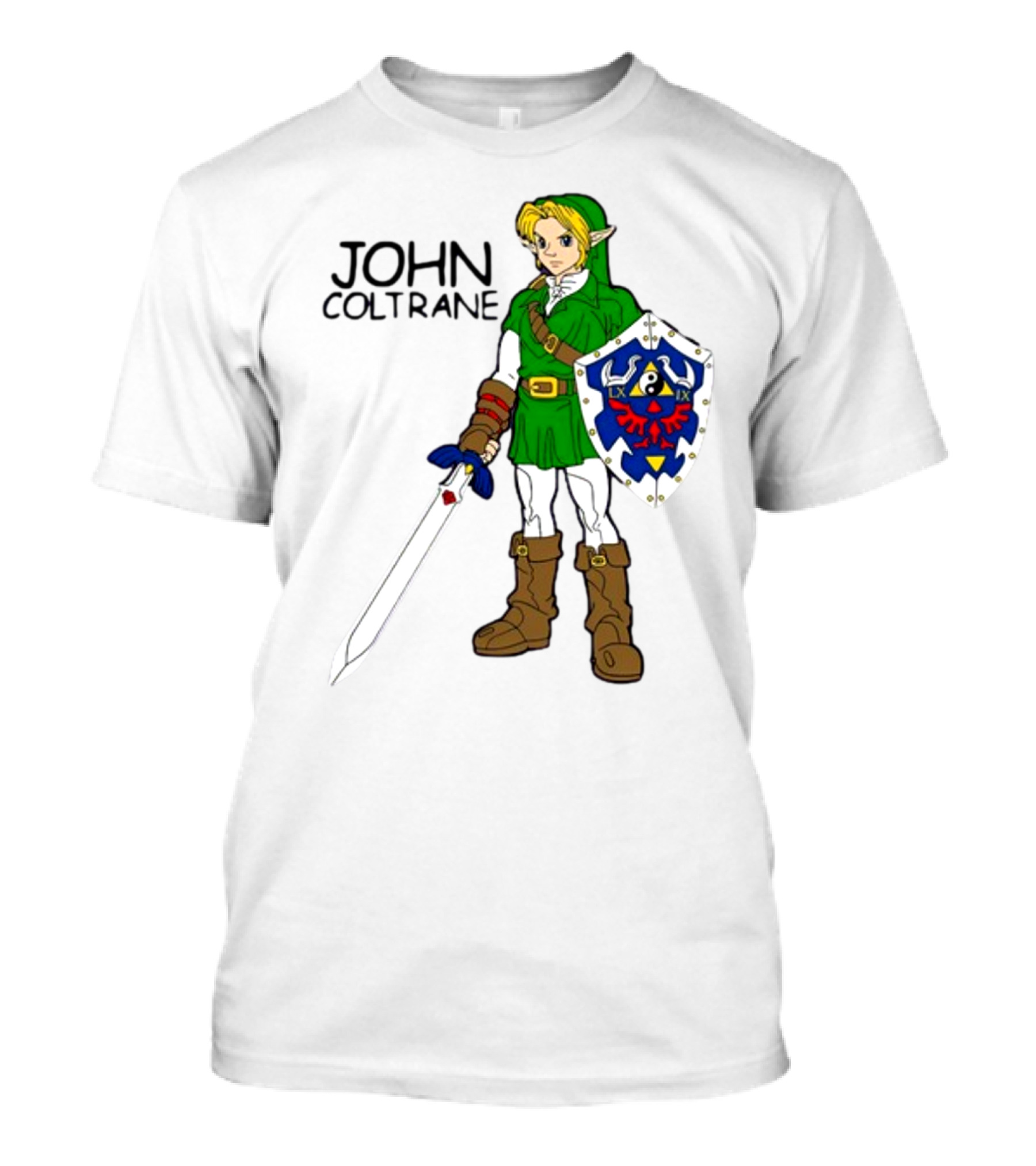 JOHN COLTRANE Lxix Apparel Zelda Inspired Character With Sword And Shield T-Shirt