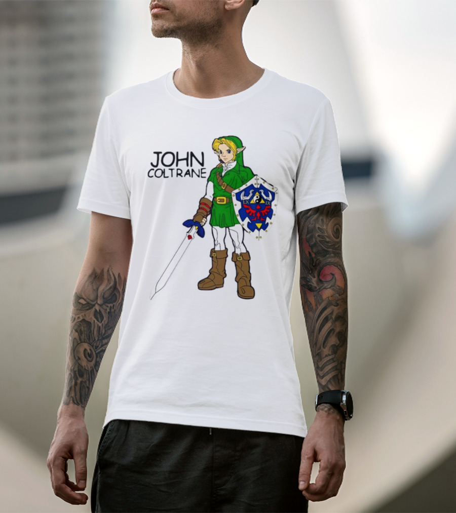 JOHN COLTRANE Lxix Apparel Zelda Inspired Character With Sword And Shield T-Shirt