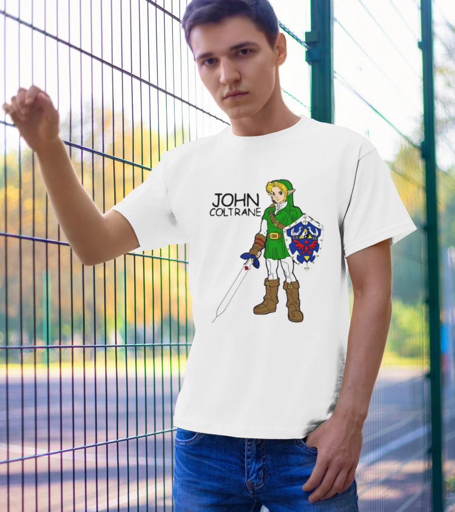 JOHN COLTRANE Lxix Apparel Zelda Inspired Character With Sword And Shield T-Shirt