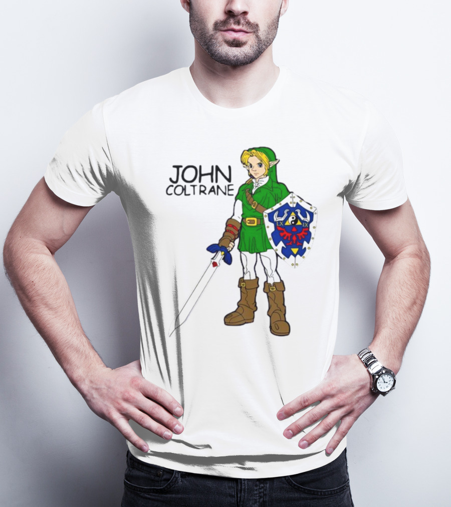 JOHN COLTRANE Lxix Apparel Zelda Inspired Character With Sword And Shield T-Shirt