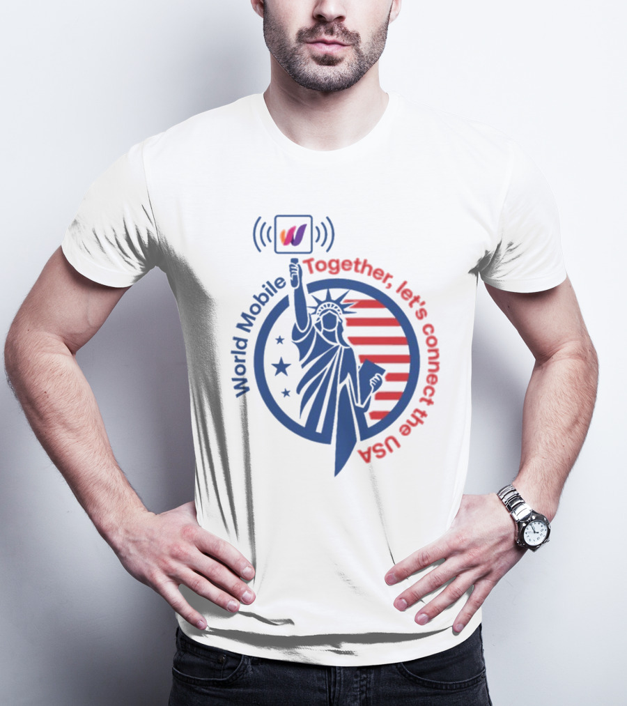 World Mobile Statue Of Liberty Connect The USA T-Shirt