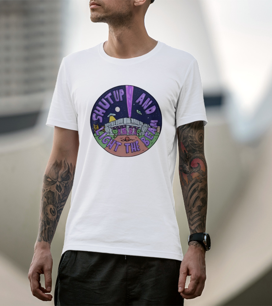 Deuce Mo Sacramento Shut Up And Light The Beam Stadium Night Scene T-Shirt