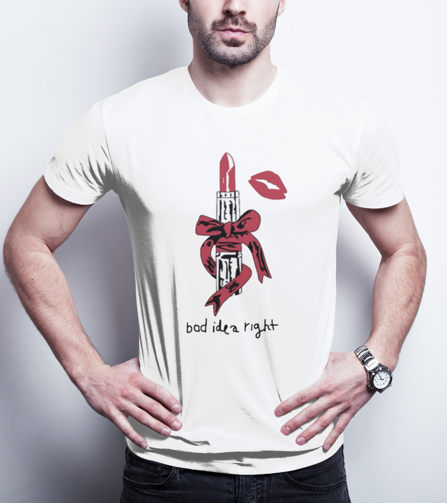 Bad Idea Right Lipstick Bow And Kiss T-Shirt