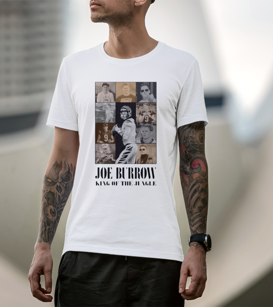 Joe Burrow King Of The Jungle Bengals Tribute Montage T-Shirt