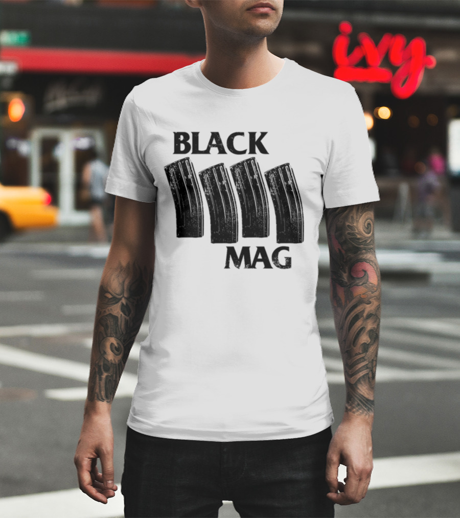 Black Mag Donut Operator Four Magazines T-Shirt