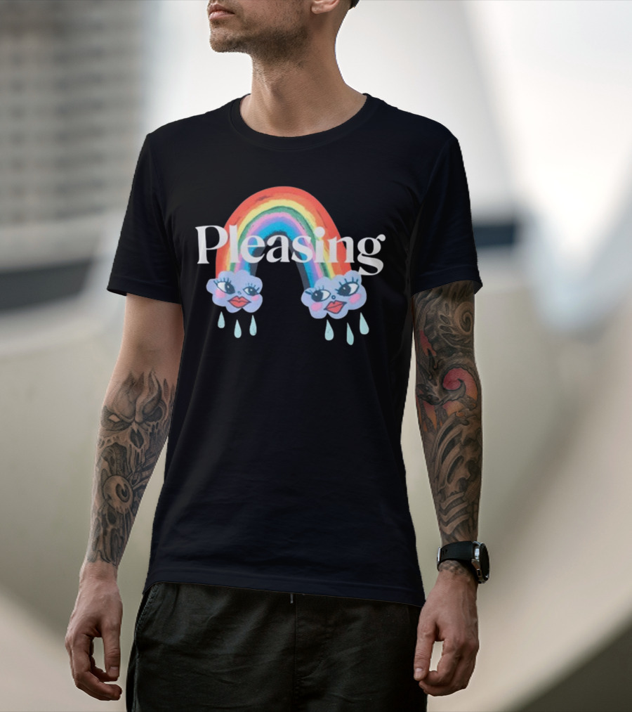 Pleasing Rainbow Clouds With Teardrops And Smiling Faces T-Shirt