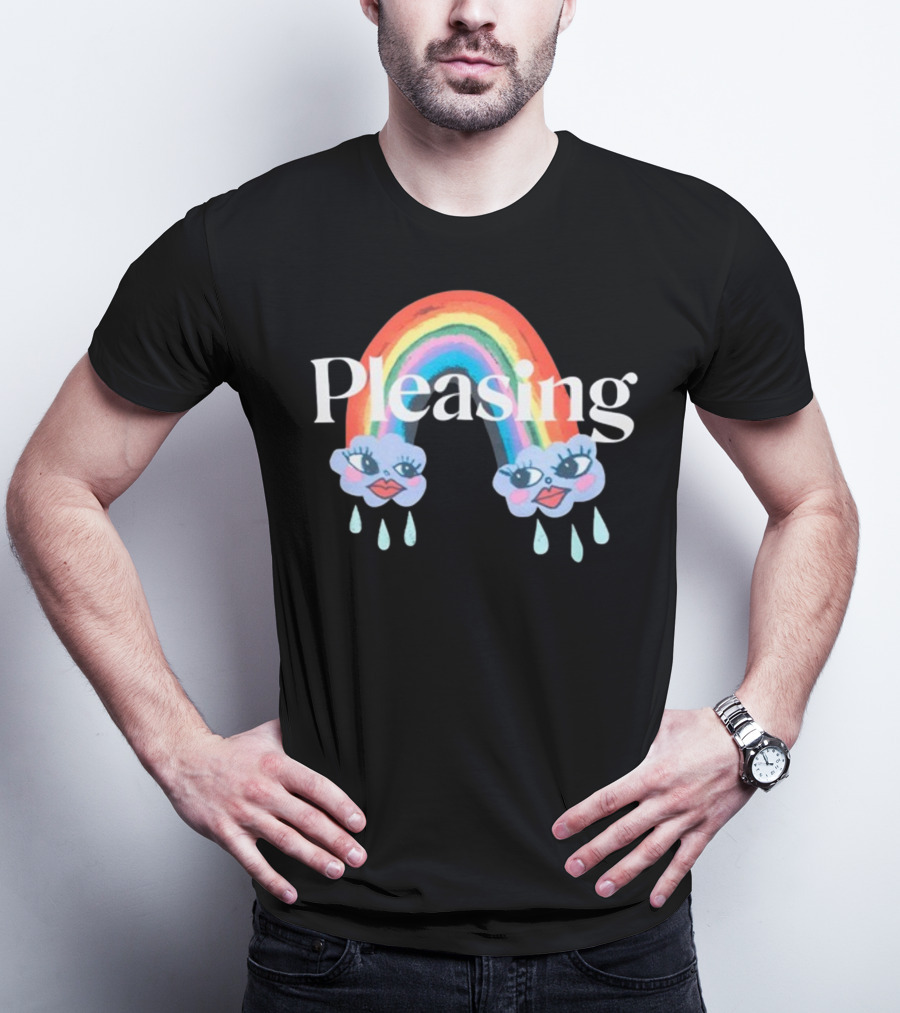 Pleasing Rainbow Clouds With Teardrops And Smiling Faces T-Shirt