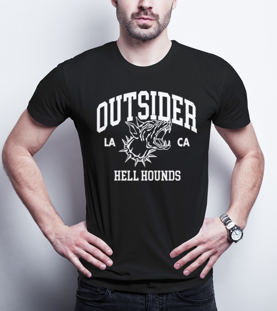 Outsider Hell Hounds LA CA Fierce Canine Emblem T-Shirt