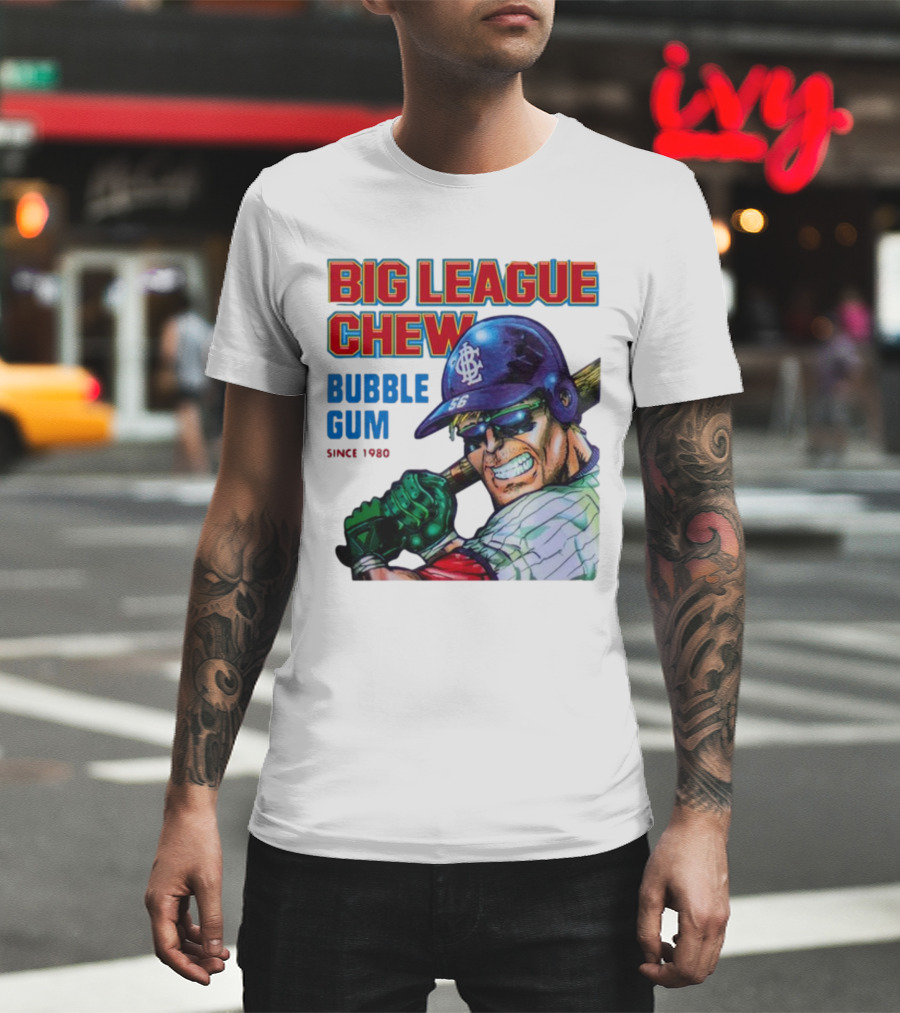 Big League Chew Bubble Gum Since 1980 Baseball Player T-Shirt