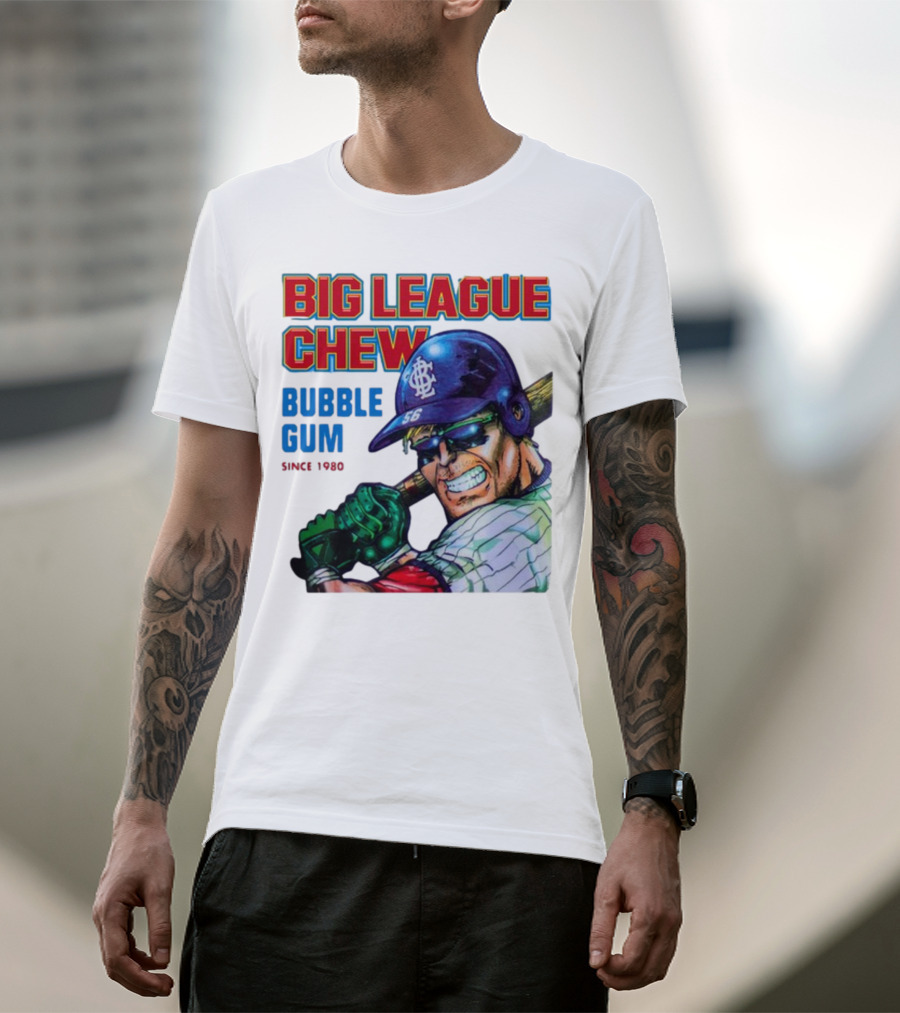 Big League Chew Bubble Gum Since 1980 Baseball Player T-Shirt