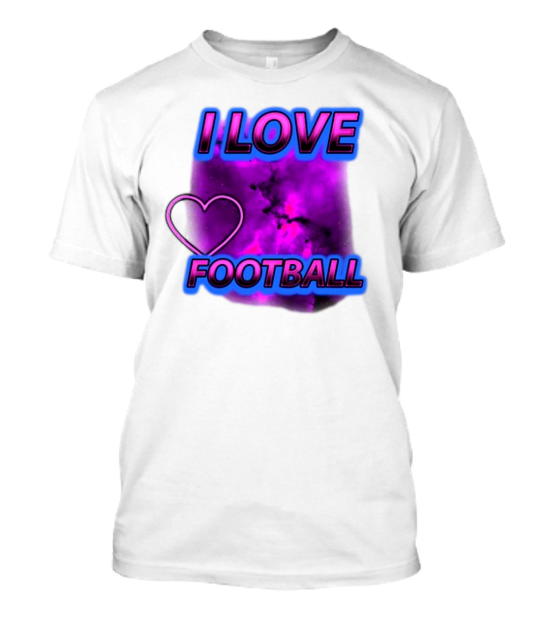 I Love Football Heart Purple Galaxy T-Shirt