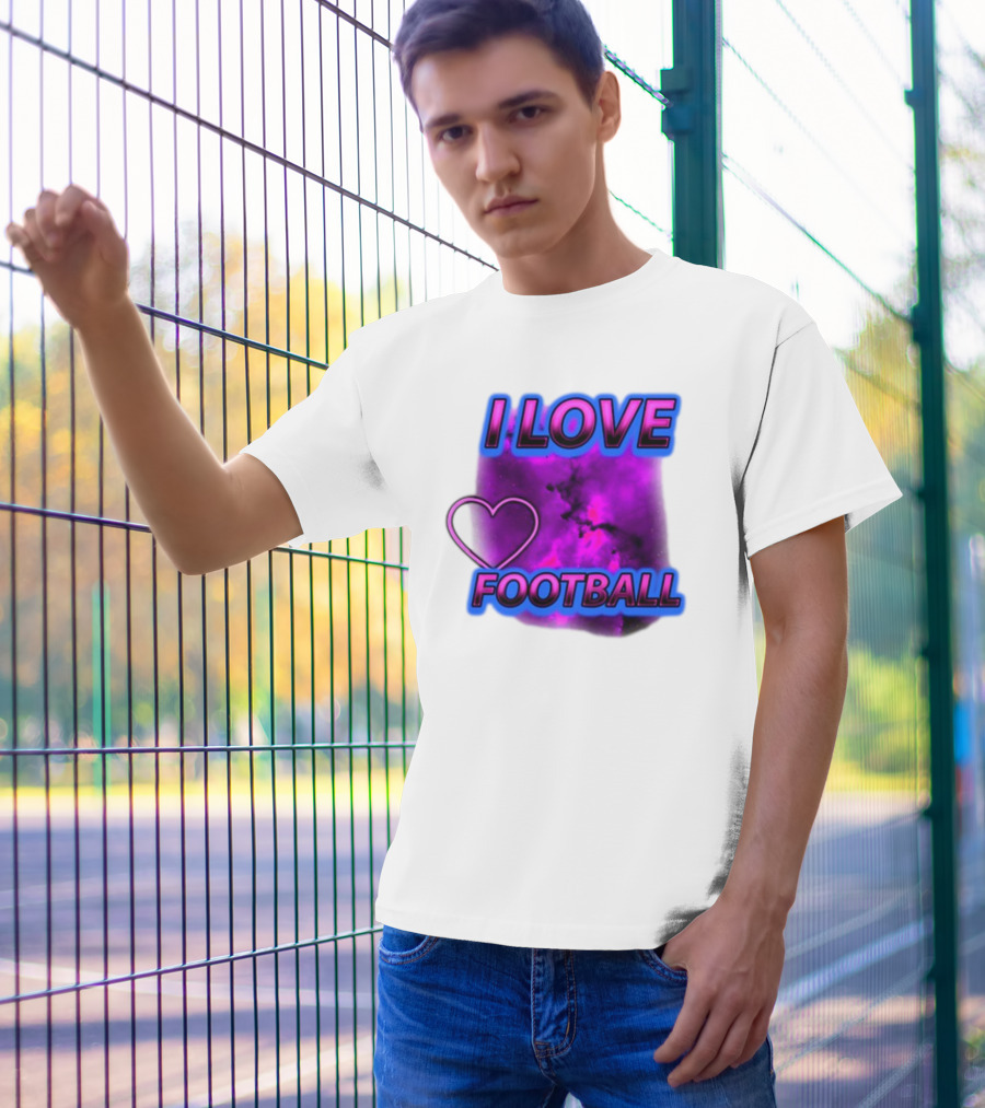 I Love Football Heart Purple Galaxy T-Shirt