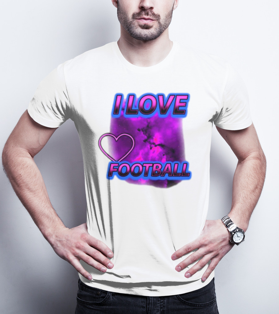 I Love Football Heart Purple Galaxy T-Shirt