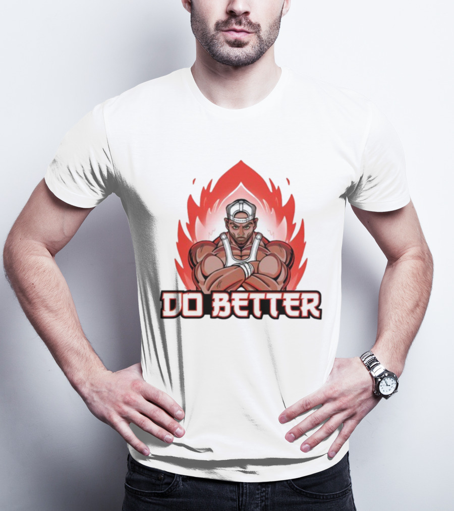 Joey Swoll Do Better Anime Character With Flames T-Shirt
