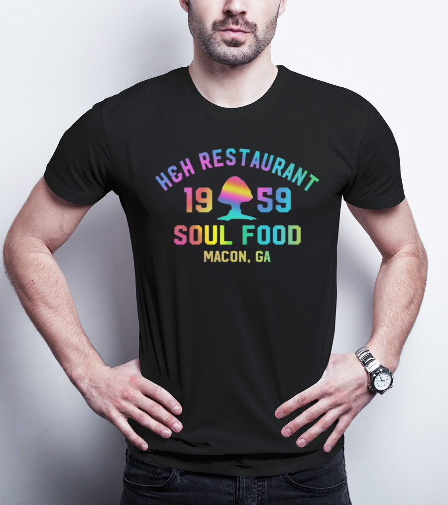 H&H Restaurant 1959 Soul Food Macon GA Vintage Rainbow T-Shirt