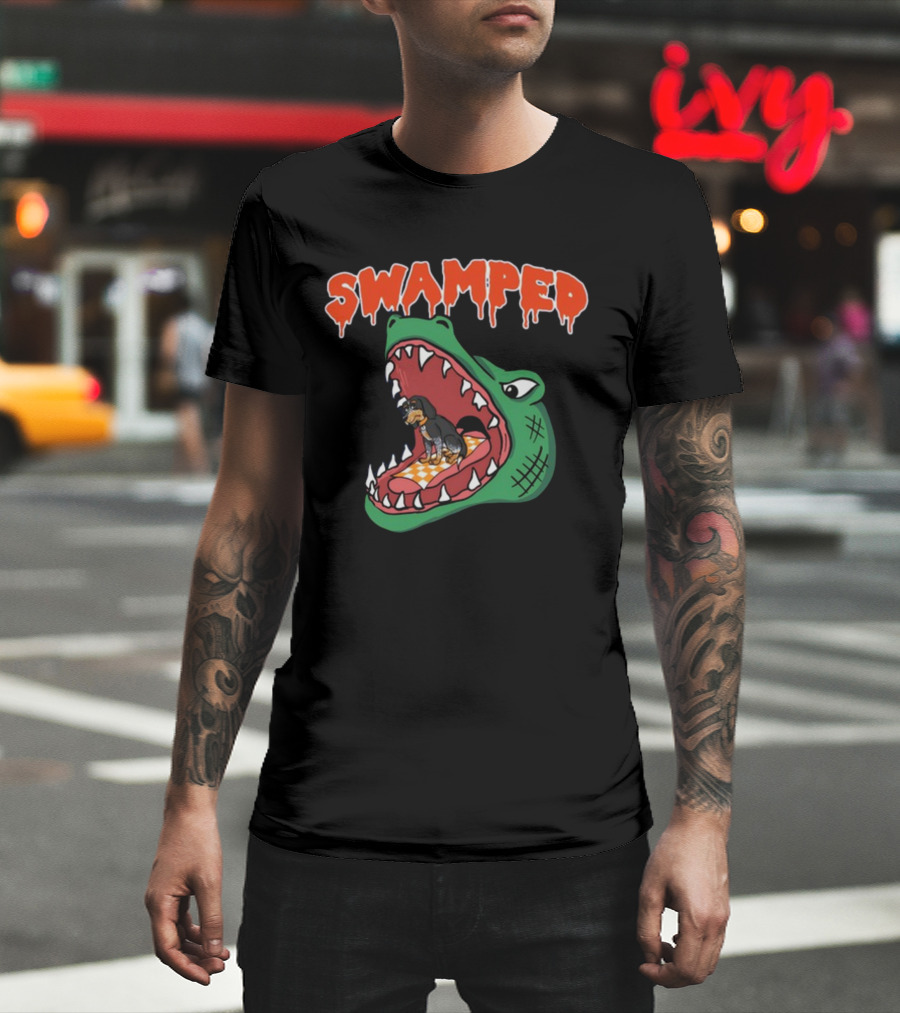 Swamped Hoodie Dog In Gator Mouth T-Shirt