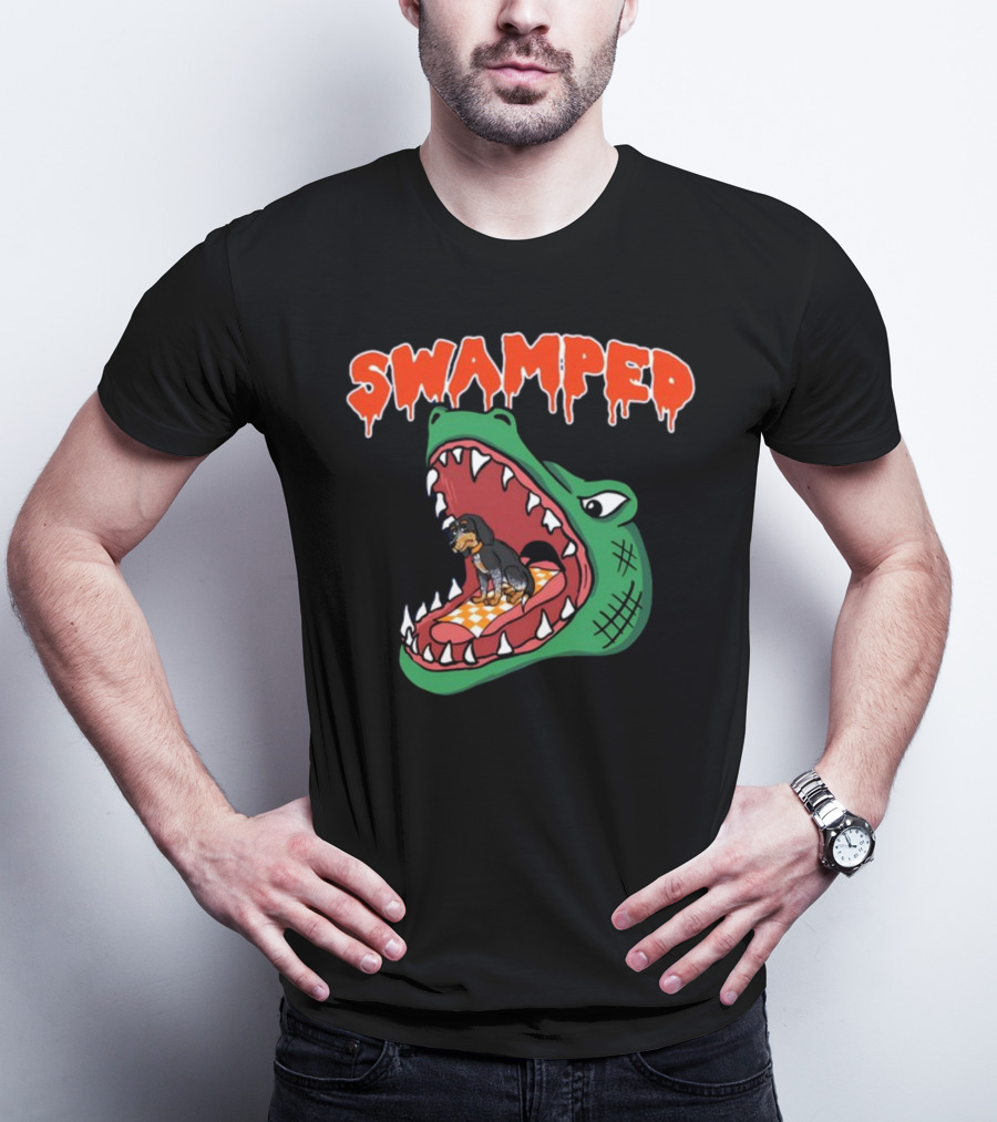 Swamped Hoodie Dog In Gator Mouth T-Shirt