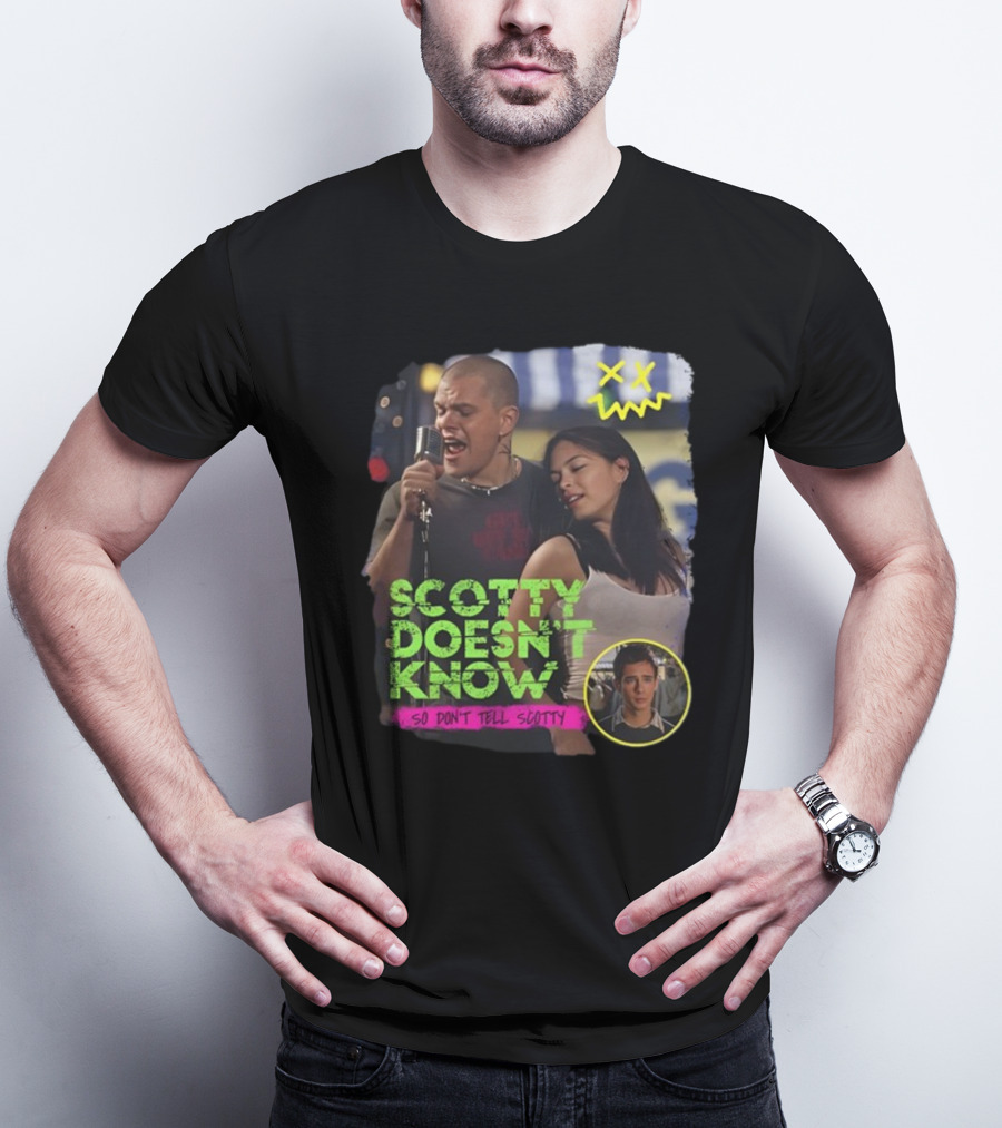 Jonas Never Scotty Doesn't Know So Don't Tell Scotty Karaoke Scene T-Shirt