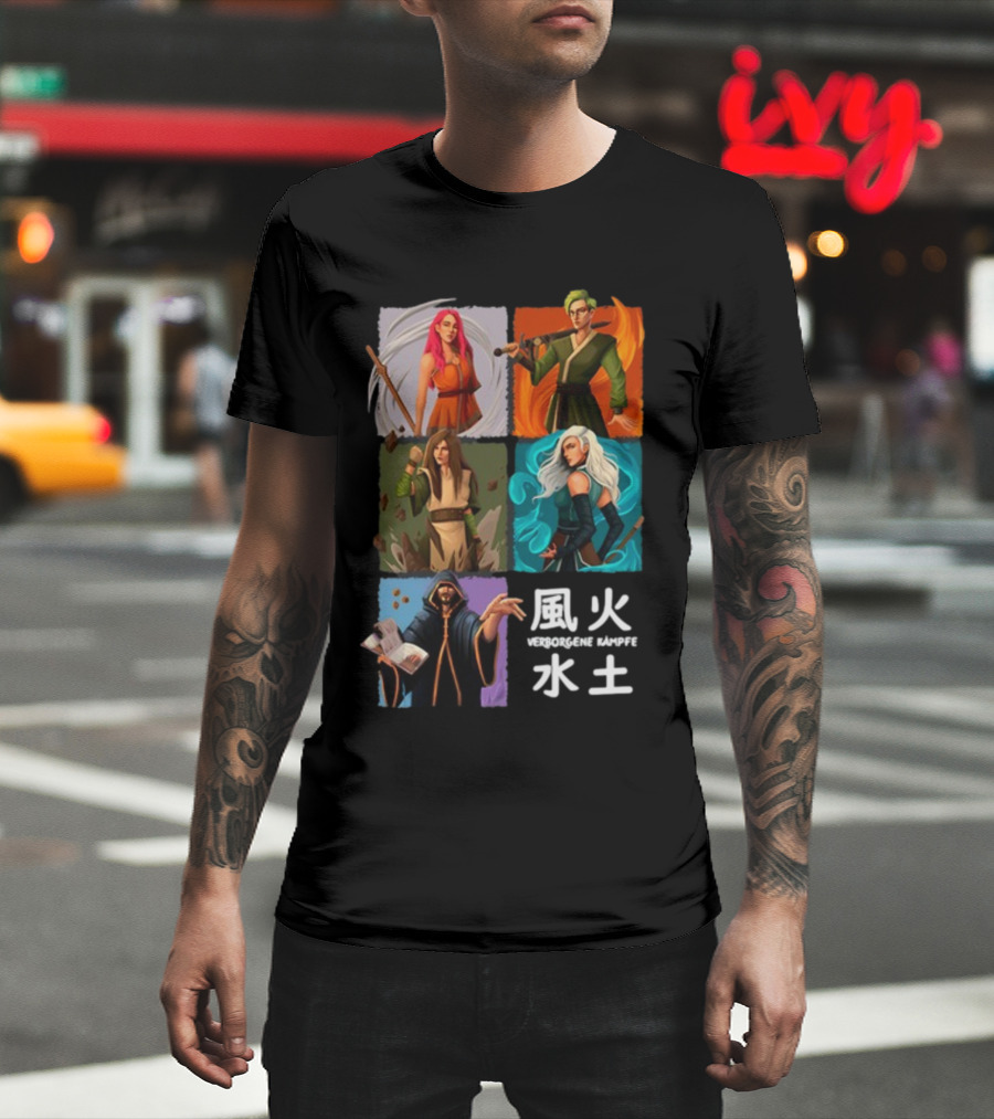 Verborgene Kämpfer Avatar Elemente Wind Feuer Wasser Erde Pen And Paper T-Shirt