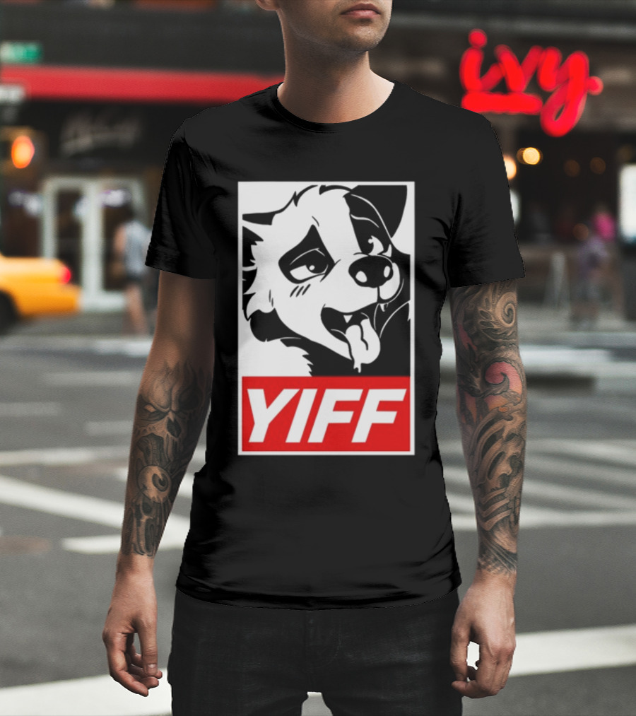 Yiff Dog Logo Red And White T-Shirt