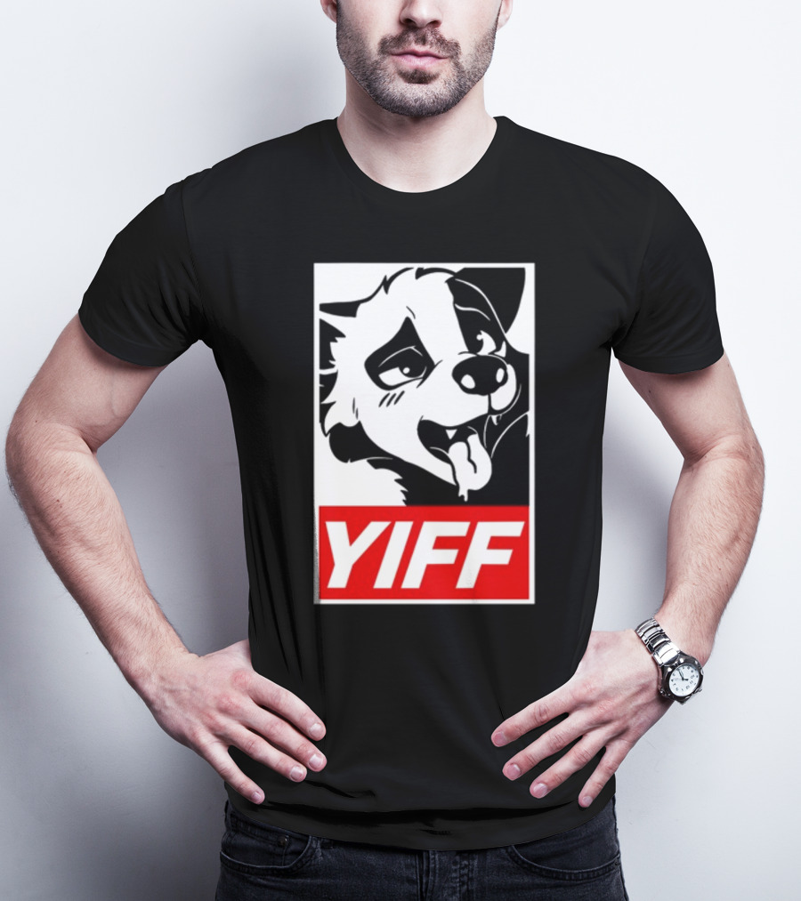Yiff Dog Logo Red And White T-Shirt