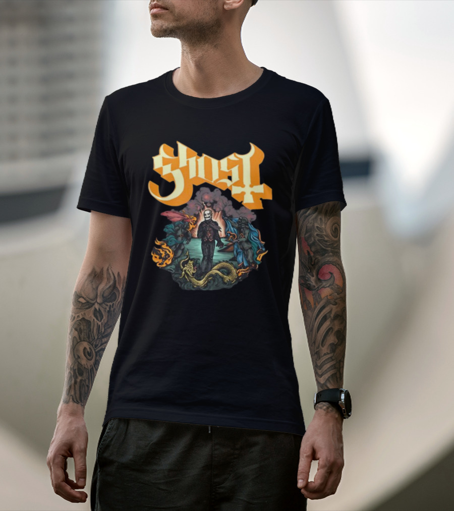 Ghost Band Surreal Ocean Scene With Figures And Sea Creature T-Shirt