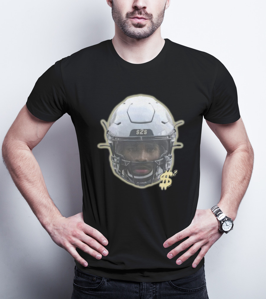 S2S Helmet Face With Dollar Sign Sheduer Graphic New T-Shirt