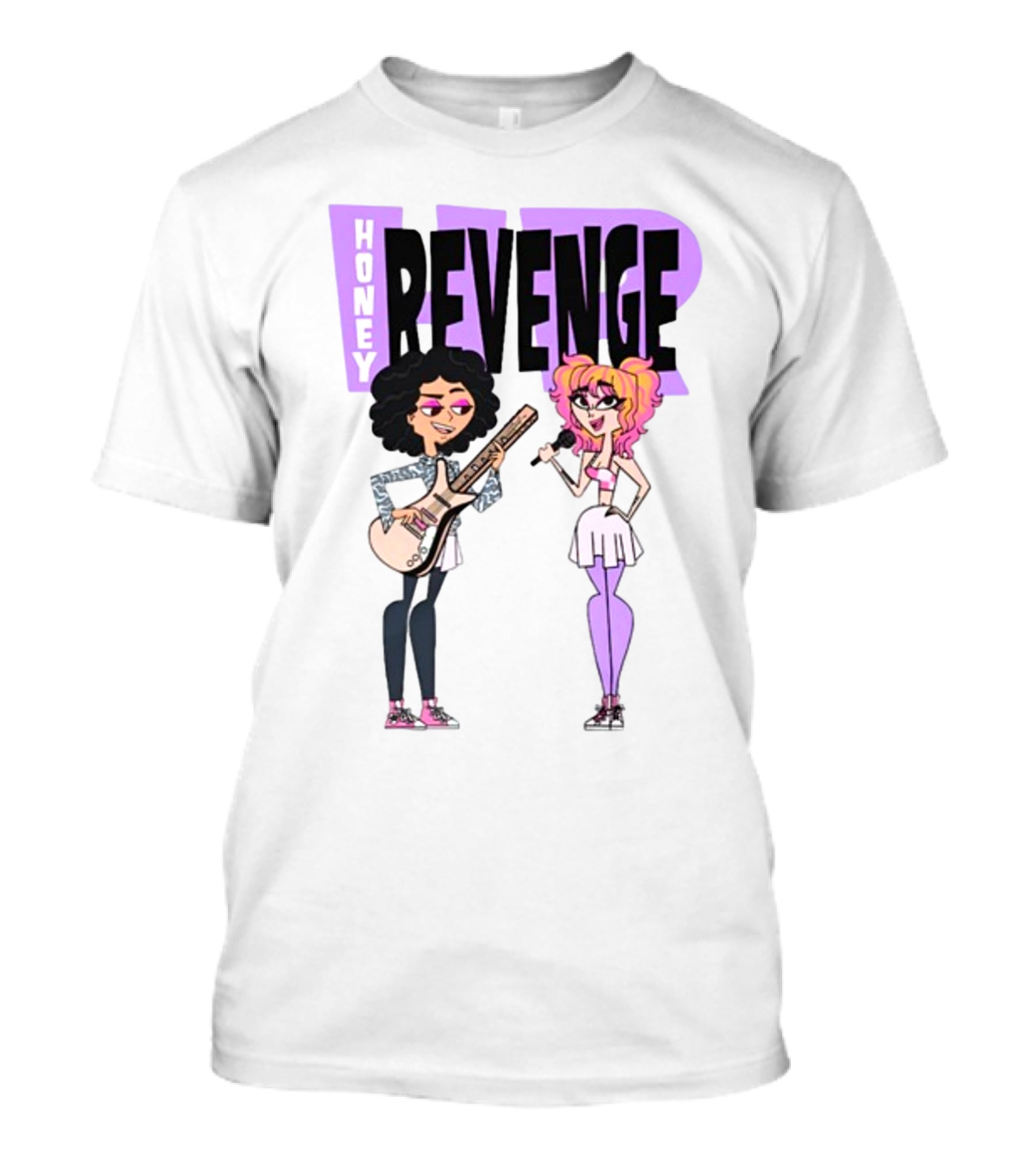 Honey Revenge Characters With Guitar And Microphone Lavender Dust T-Shirt