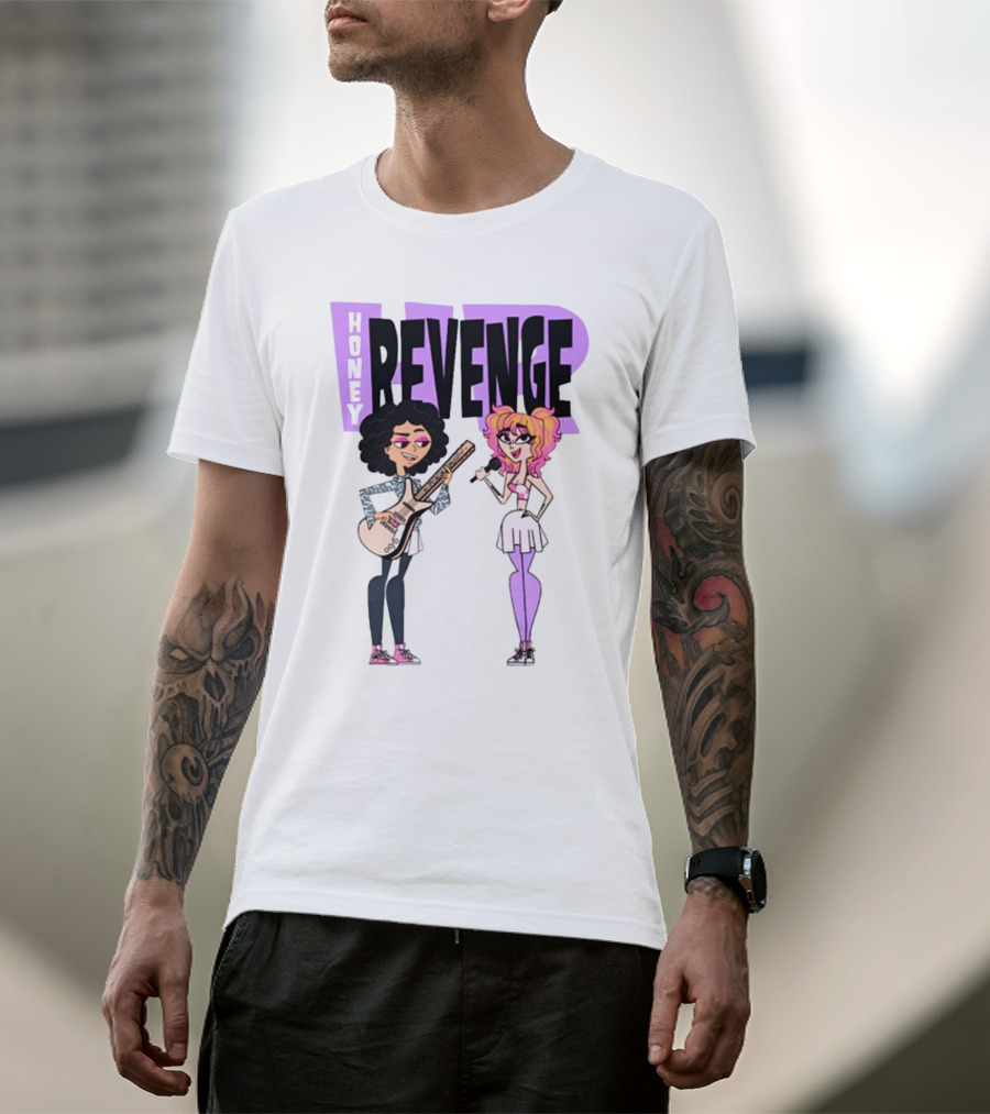 Honey Revenge Characters With Guitar And Microphone Lavender Dust T-Shirt