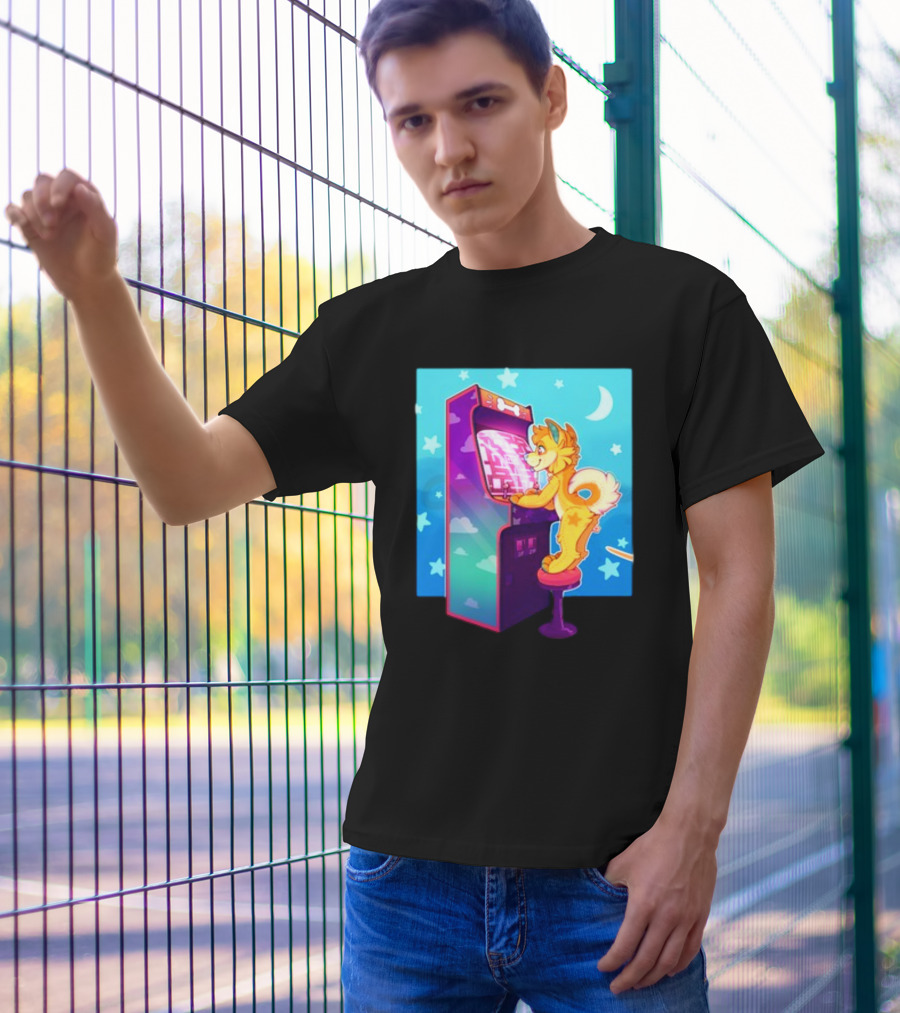Drackypoof Arcade Pupper Retro Night Gaming T-Shirt