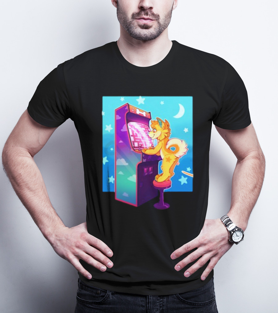 Drackypoof Arcade Pupper Retro Night Gaming T-Shirt