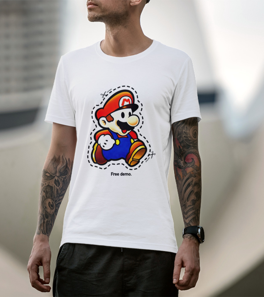 Mario Free Demo Adventure Icon With Cutout Outline T-Shirt