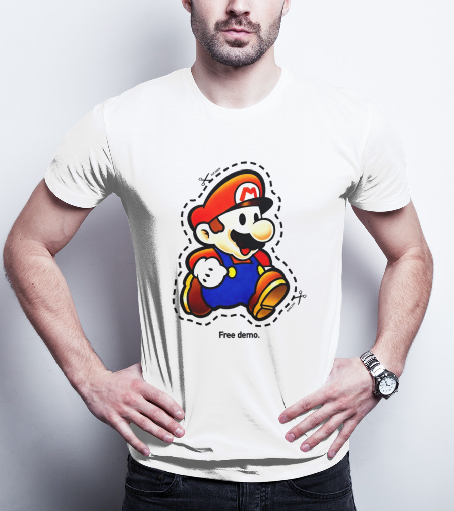 Mario Free Demo Adventure Icon With Cutout Outline T-Shirt