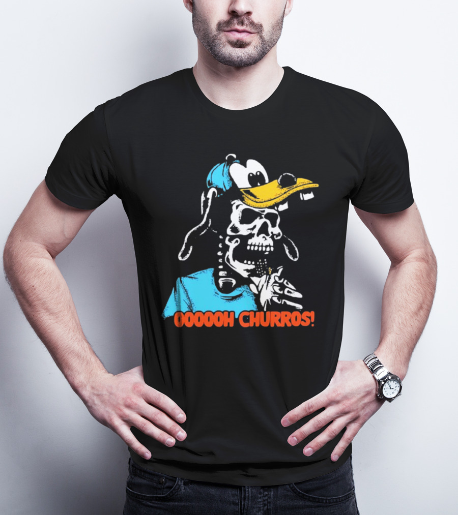 Oooooh Churros Skeleton Dog Character Eating Snack T-Shirt