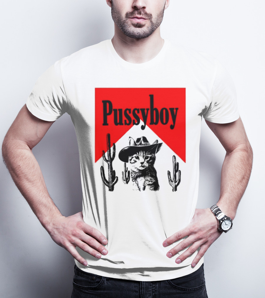Pussyboy Cat Cactus Cowboy Hat Ezra Miche T-Shirt