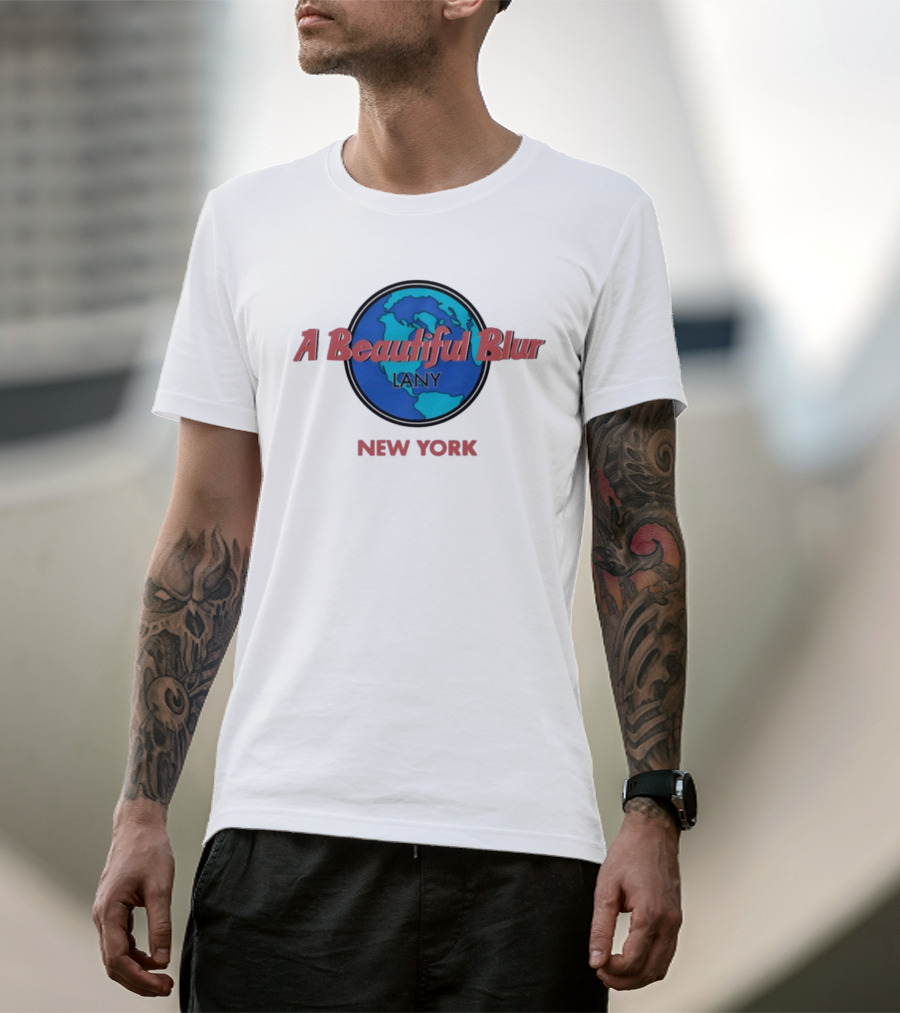Lany A Beautiful Blur World Map New York T-Shirt