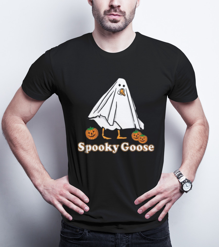 Spooky Goose Ghost Costume With Pumpkins T-Shirt