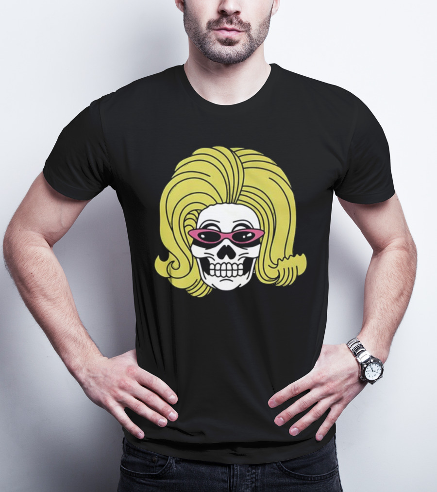 Juno Birch Death Skull Blonde Wig Pink Sunglasses T-Shirt