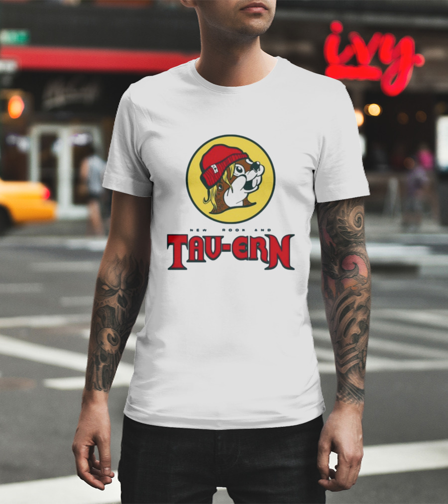 New Brookland Tavern Buc-Ees Nbt Logo With Red Hat Mascot T-Shirt