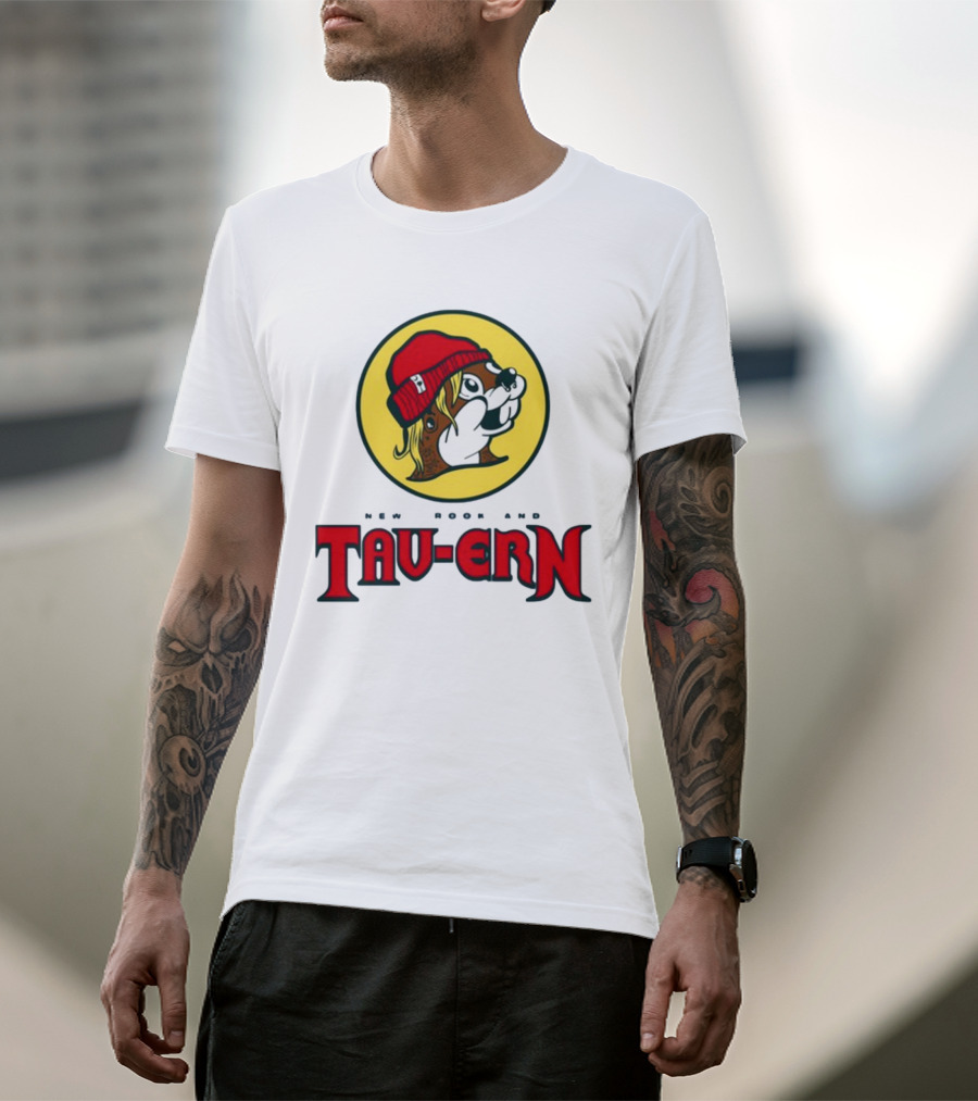 New Brookland Tavern Buc-Ees Nbt Logo With Red Hat Mascot T-Shirt