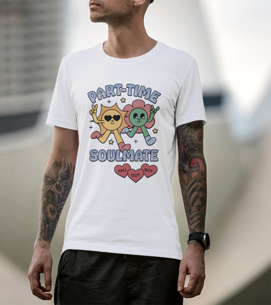 Part-Time Soulmate Fall Out Boy Hearts And Happy Flowers T-Shirt