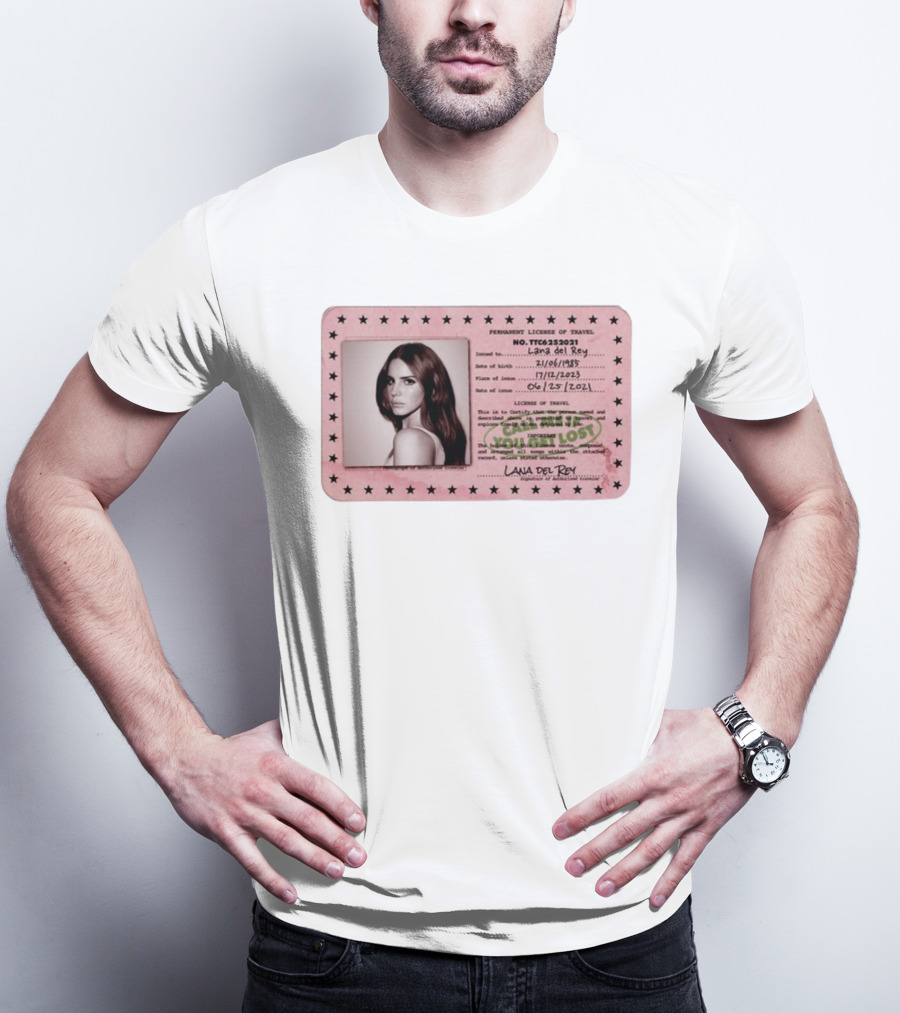 Permanent License Of Travel Lana Del Rey Id Card Stars T-Shirt
